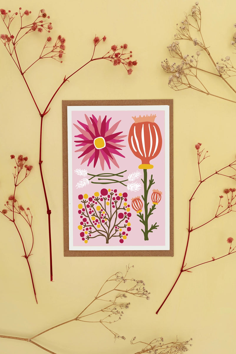 Dried Flower Card - Pink – Dook